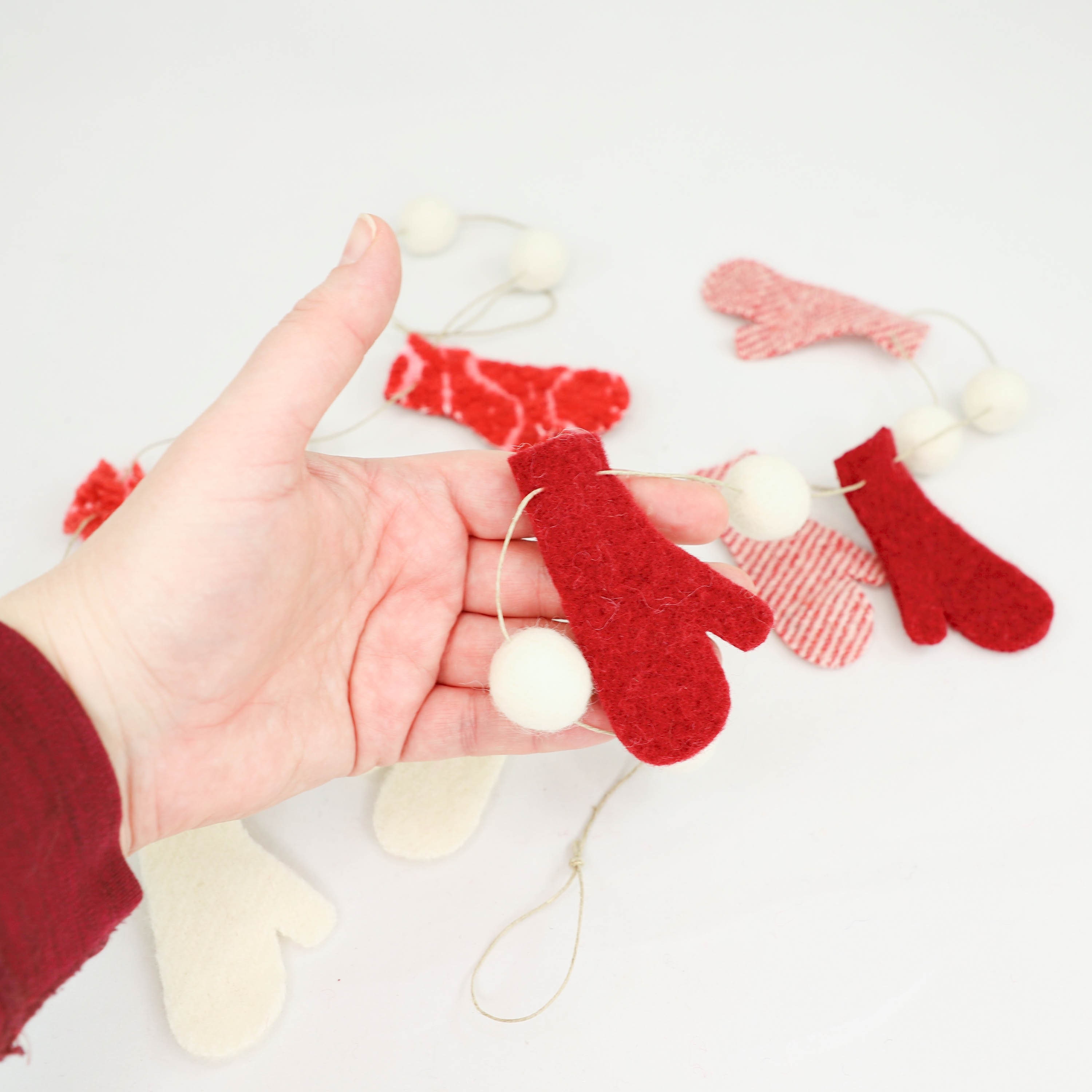 Mitten Garland Felted Snowball and Mitten Christmas Garland | Etsy