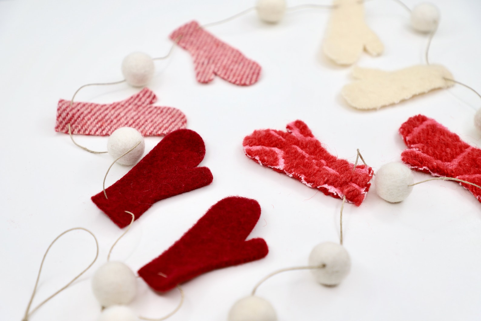 Mitten Garland Felted Snowball and Mitten Christmas Garland | Etsy