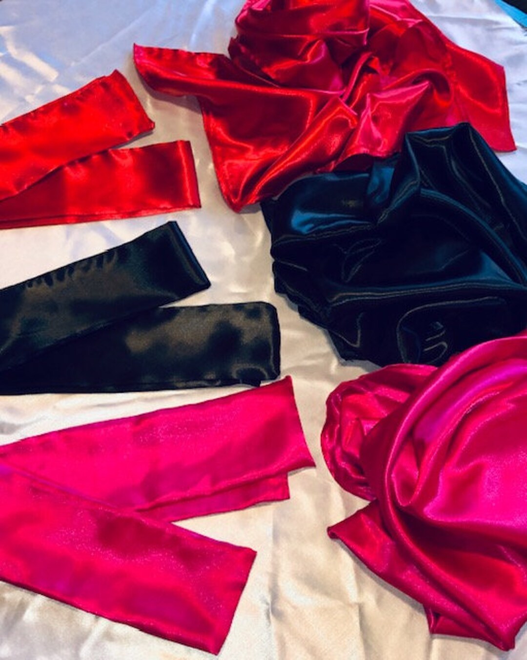 Large Satin Scarf and Edge Scarf Set - Etsy