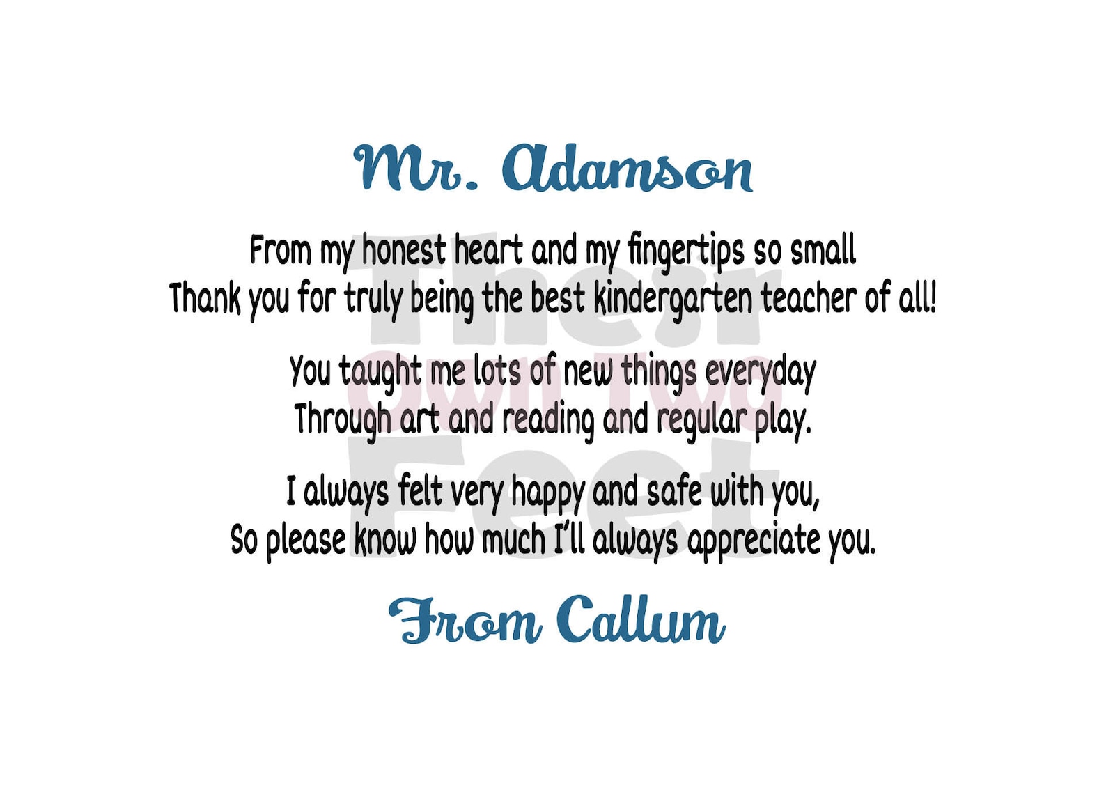 Printable Kindergarten Teacher Thank You Gift Personalized - Etsy