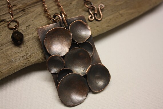 Items similar to Abstract Textured Organic Copper Pendant Necklace ...