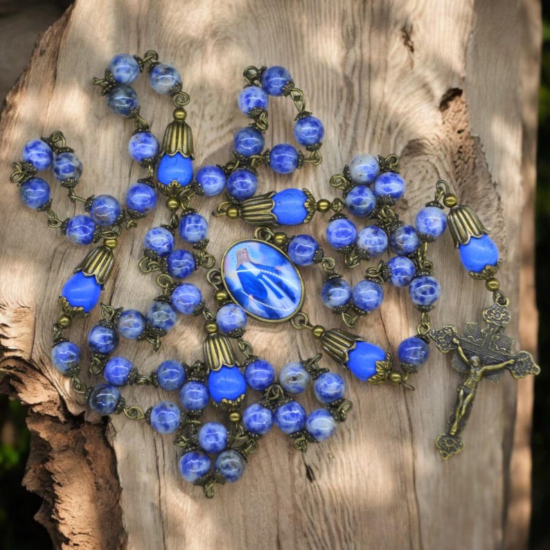 Virgin Mary Miraculous Rosary, Beaded Rosary, Gemstone Beads - Etsy