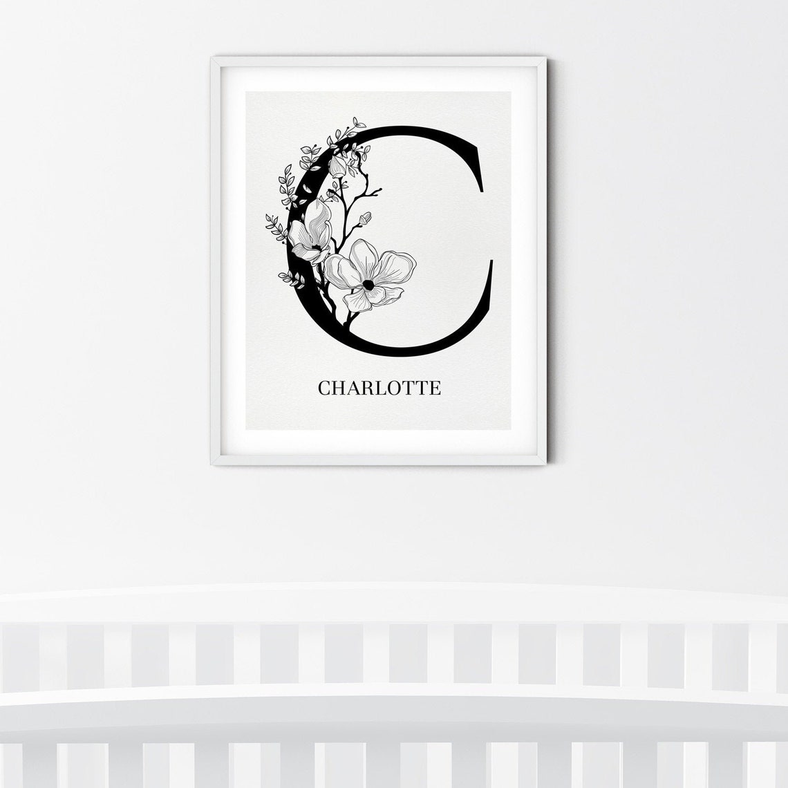 Digital Black and White Nursery PENELOPE P Monogram Art | Etsy