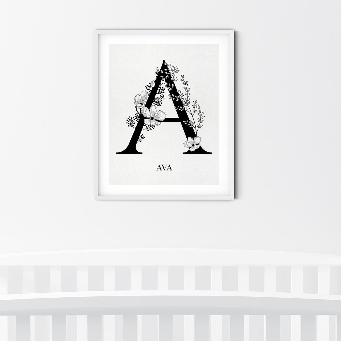 Digital Black and White Nursery PENELOPE P Monogram Art | Etsy
