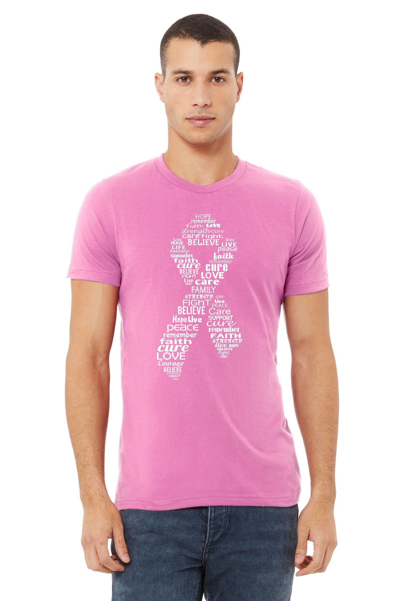 Pink Ribbon Breast Cancer Awareness white Design Men's - Etsy