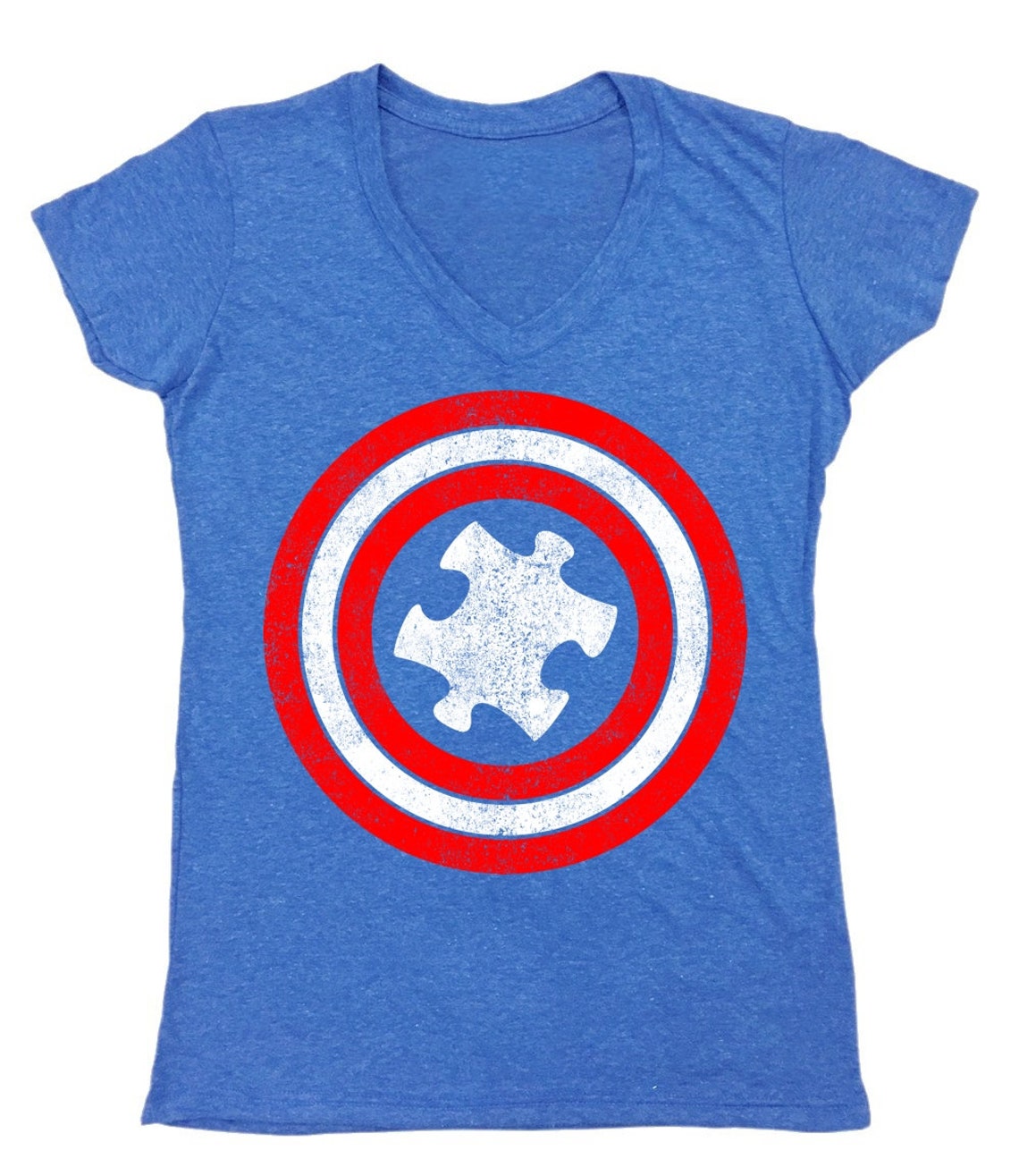 Captain Autism Red and Blue Hero Shield - Ladies' V-neck - Etsy