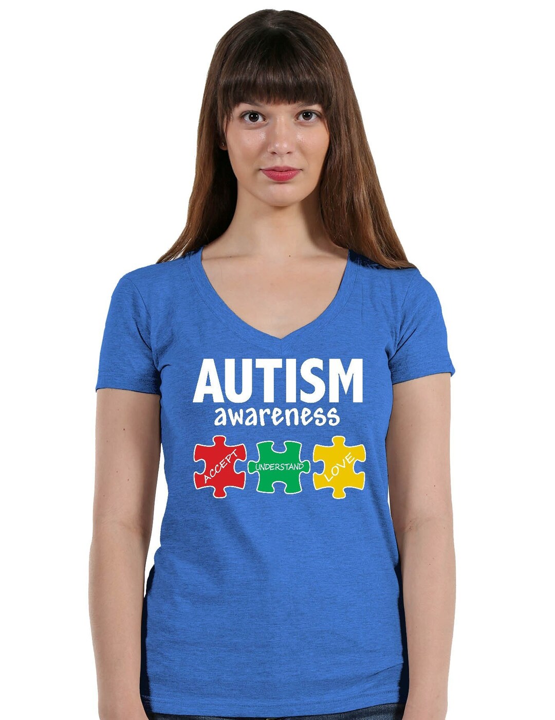 Autism Awareness Support Jigsaw Puzzle (colored) - Women's V-neck - Etsy