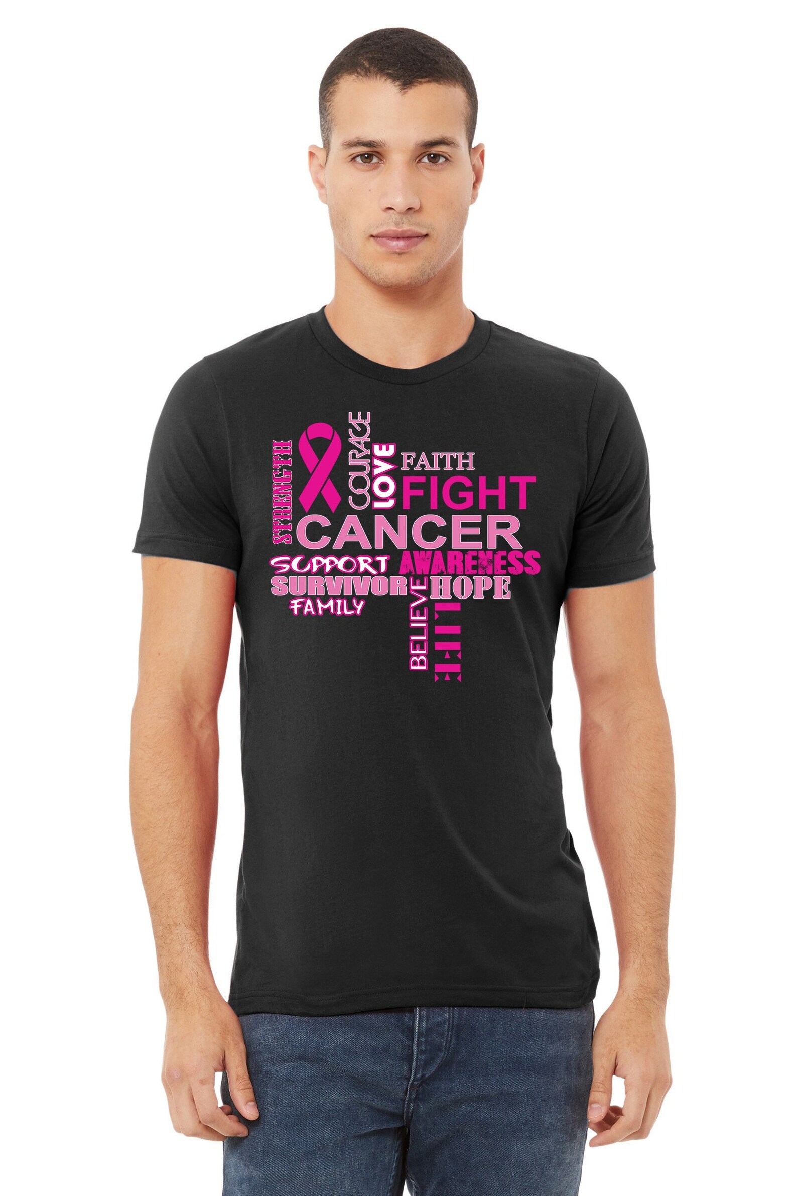 Fight Cancer Men's T-shirt Breast Cancer Awareness Word - Etsy