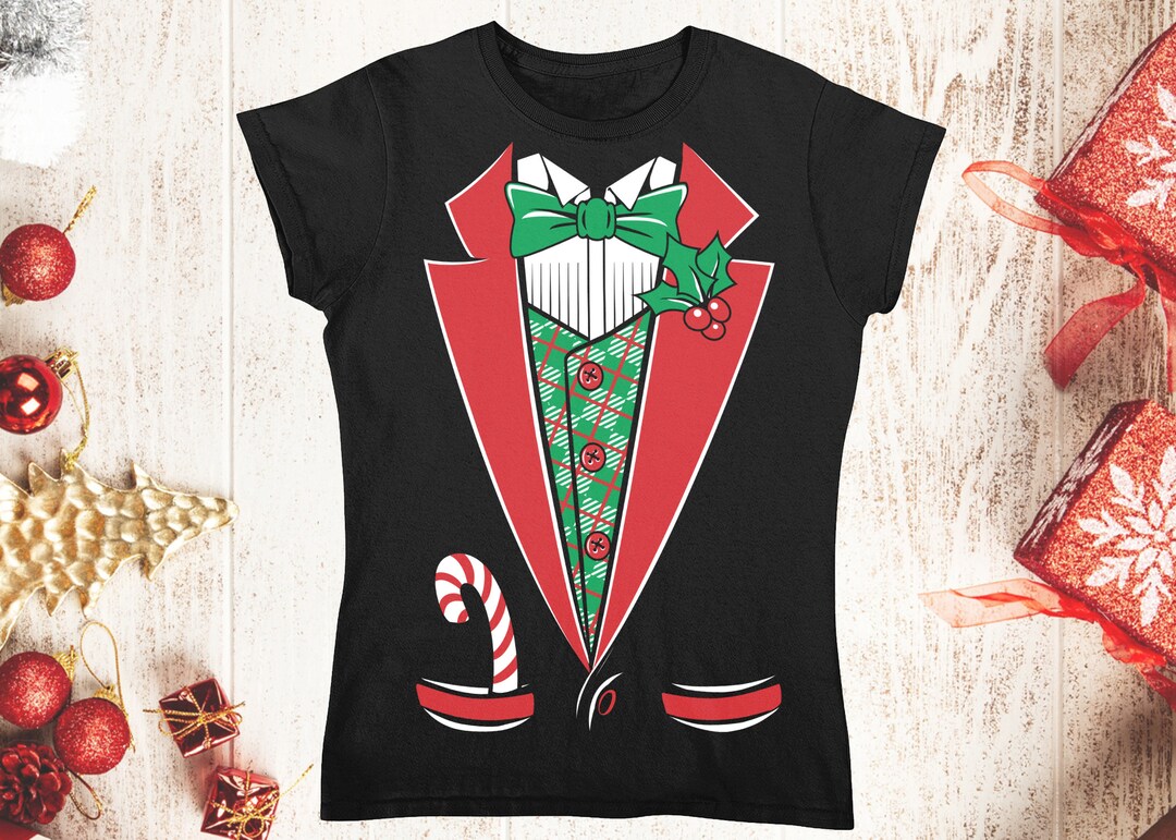 Santa Tuxedo Bowtie Vest Mistletoe Candy Funny Christmas Gift Celebrate ...