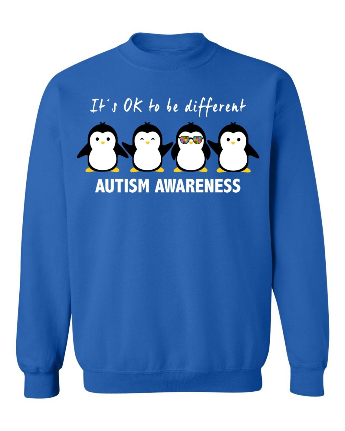 Cool Penguin Autism Awareness Support Crewneck Sweatshirt - Etsy