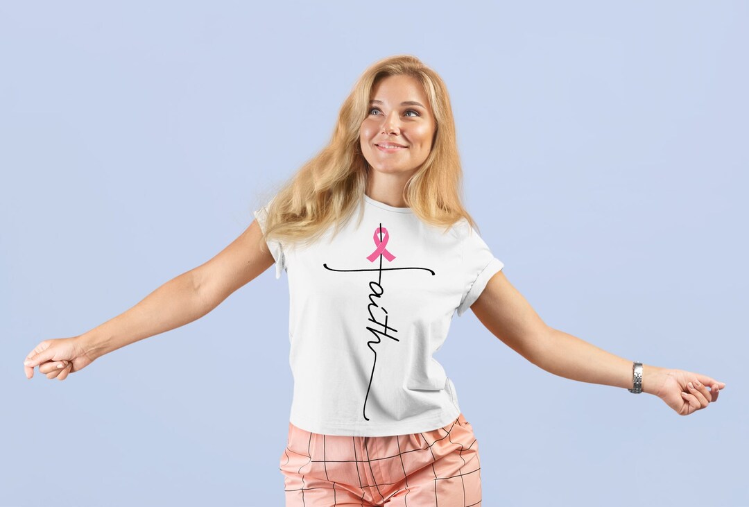 Faith Cross Pink Ribbon Shirt for Women, Faith Hope Love Shirt Graphic ...