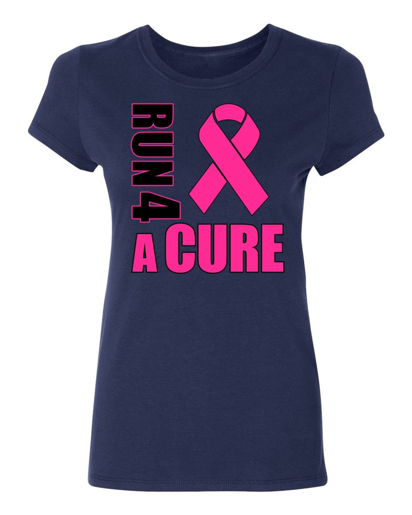 Run for A Cure Ladies' T-shirt | Breast Cancer Awareness Pink Ribbon ...