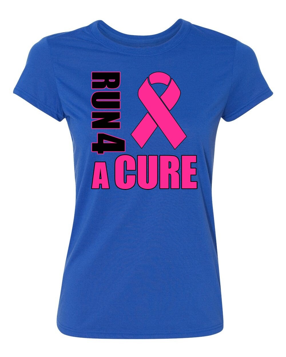 Run for A Cure Ladies' T-shirt | Breast Cancer Awareness Pink Ribbon ...