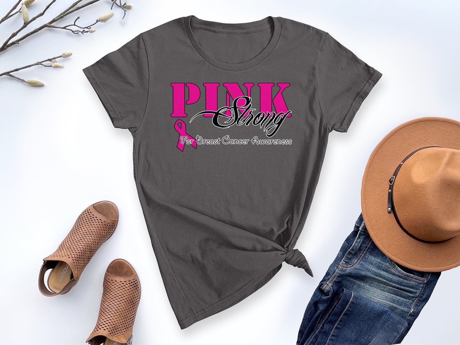 Pink Strong Ladies' T-shirt Breast Cancer Awareness - Etsy