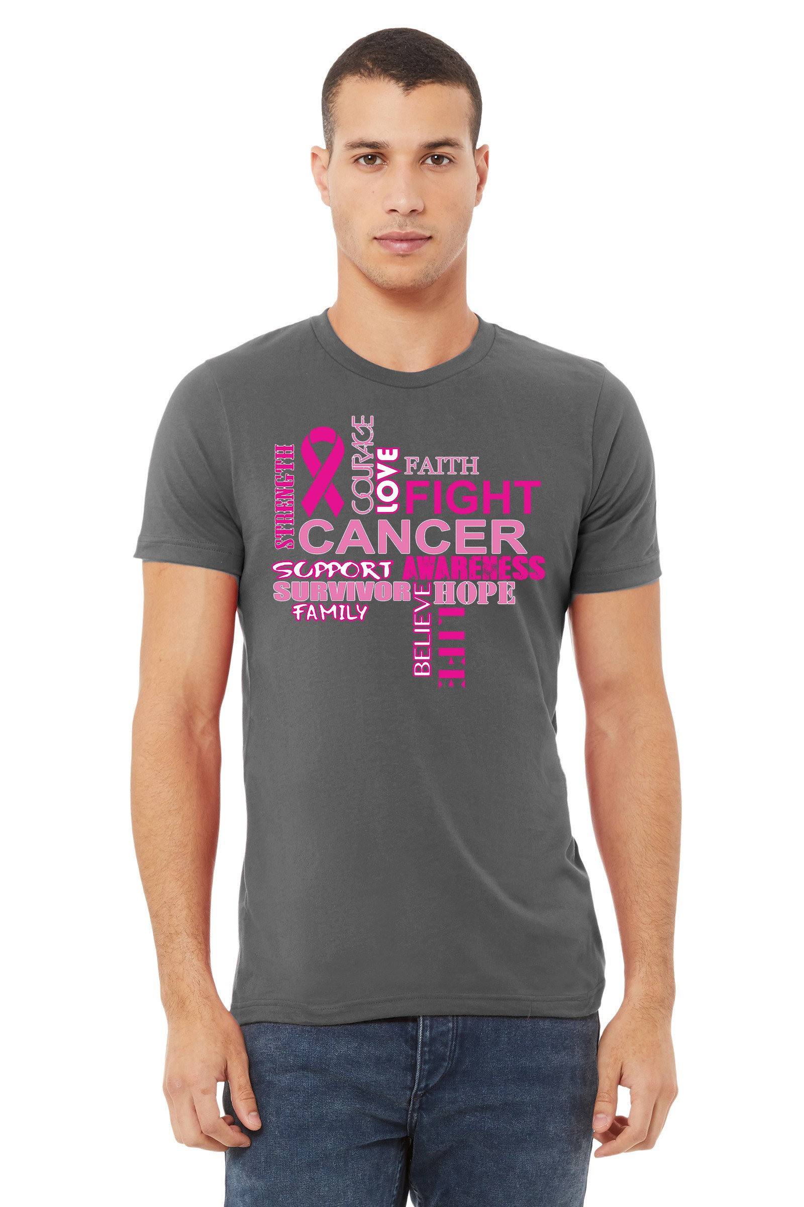 Fight Cancer Men's T-shirt Breast Cancer Awareness Word - Etsy