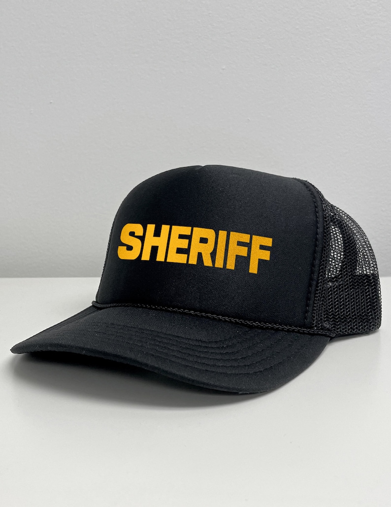 SHERIFF Black gold Text Adjustable Unisex Sports Baseball - Etsy
