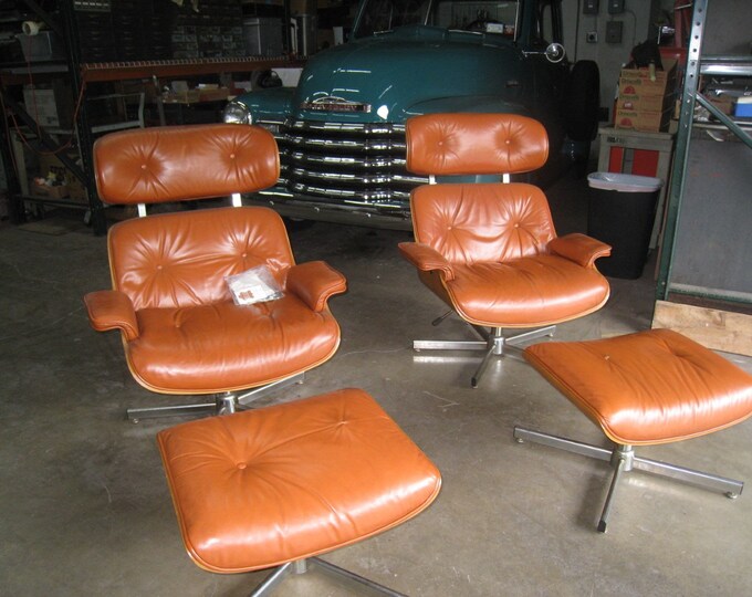 Cofemo Eames Vintage Genuine Leather Swivel / Rocker Chair & Ottoman ...