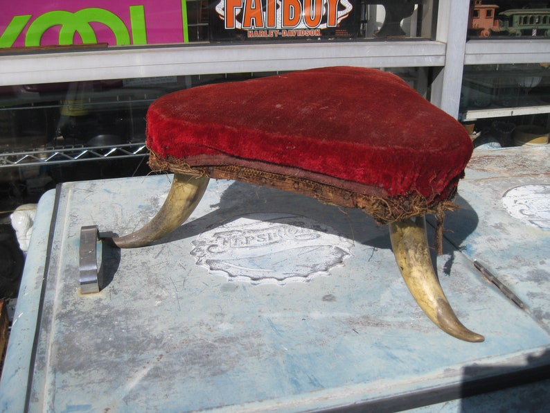 Antique American Western Cowboy Steer Horn Footstool - Etsy