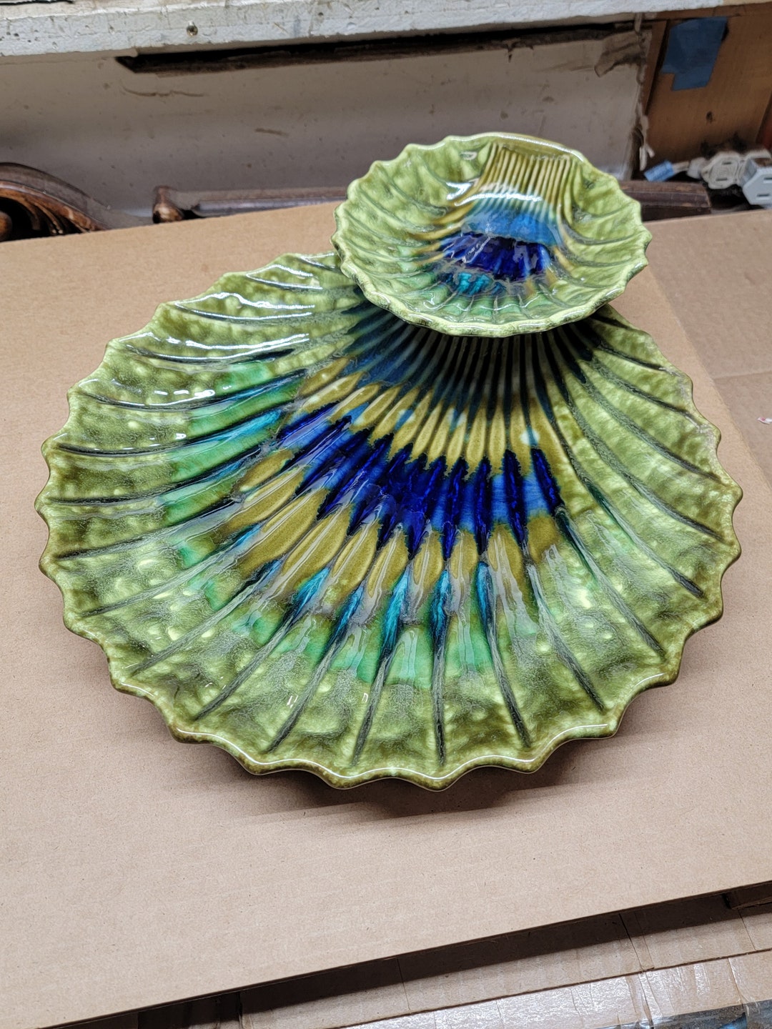 Vintage Mccoy Pottery (mount Clemens) Trademark Clamshell Chip & Dip ...