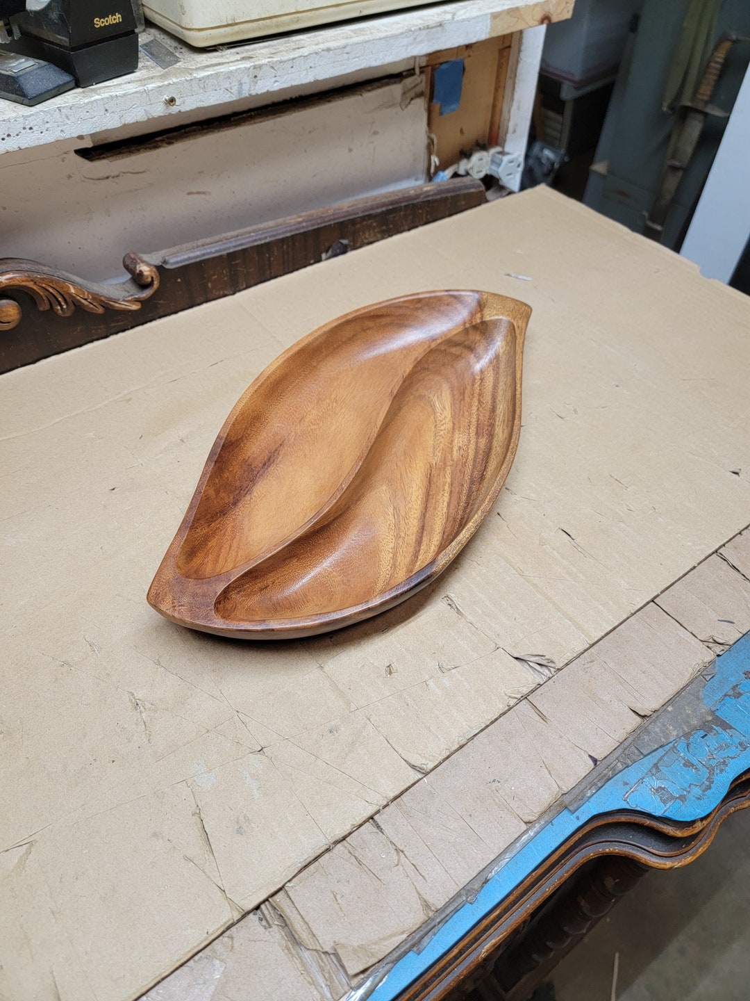 Vintage Genuine Monkey Pod Divided Wooden Dish - Fruit / Nut Tray - Etsy