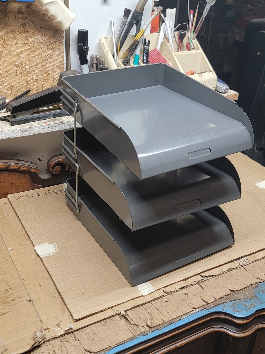 Vintage Industrial Metal Stackable Desk File by Cole - Etsy