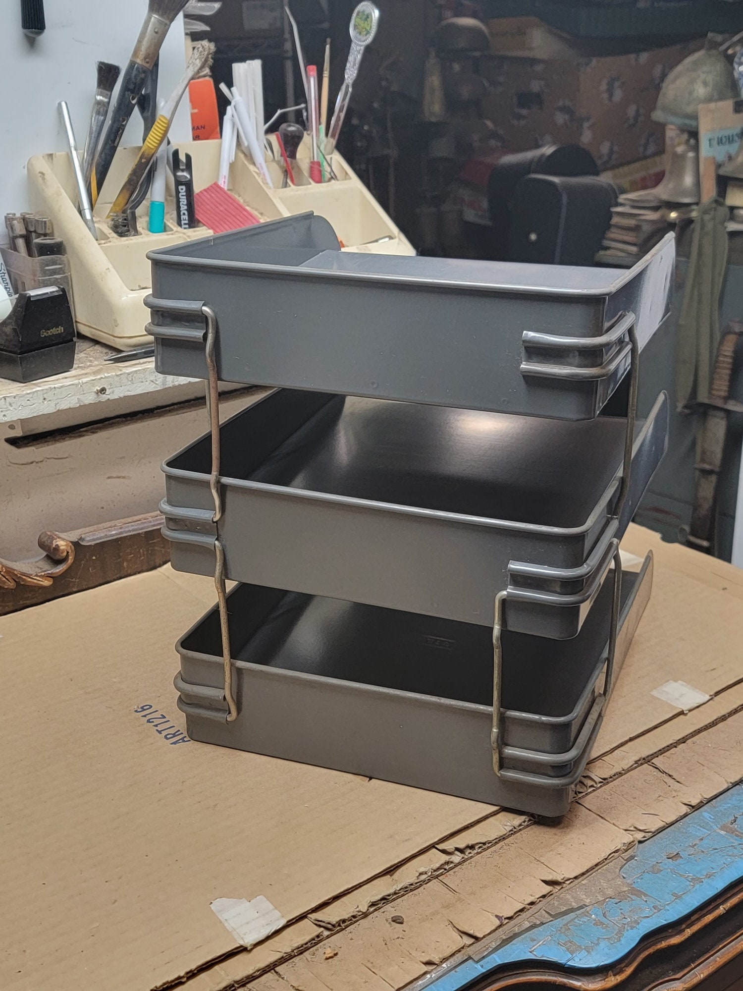Vintage Industrial Metal Stackable Desk File by Cole - Etsy