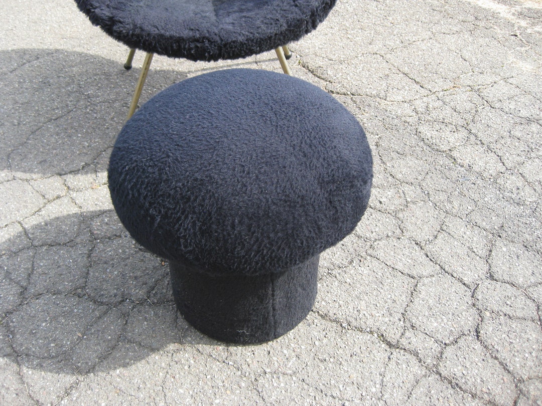 Vintage Black Upholstered Mushroom Stool / Ottoman ottoman - Etsy