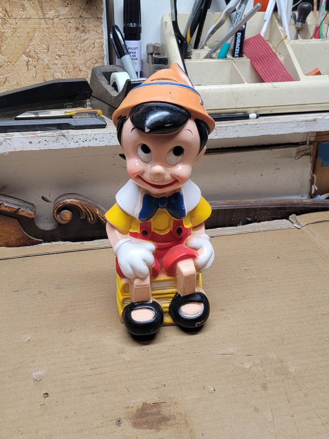 Vintage 1970's Walt Disney Play Pal Sitting Pinocchio Hard Plastic Coin ...