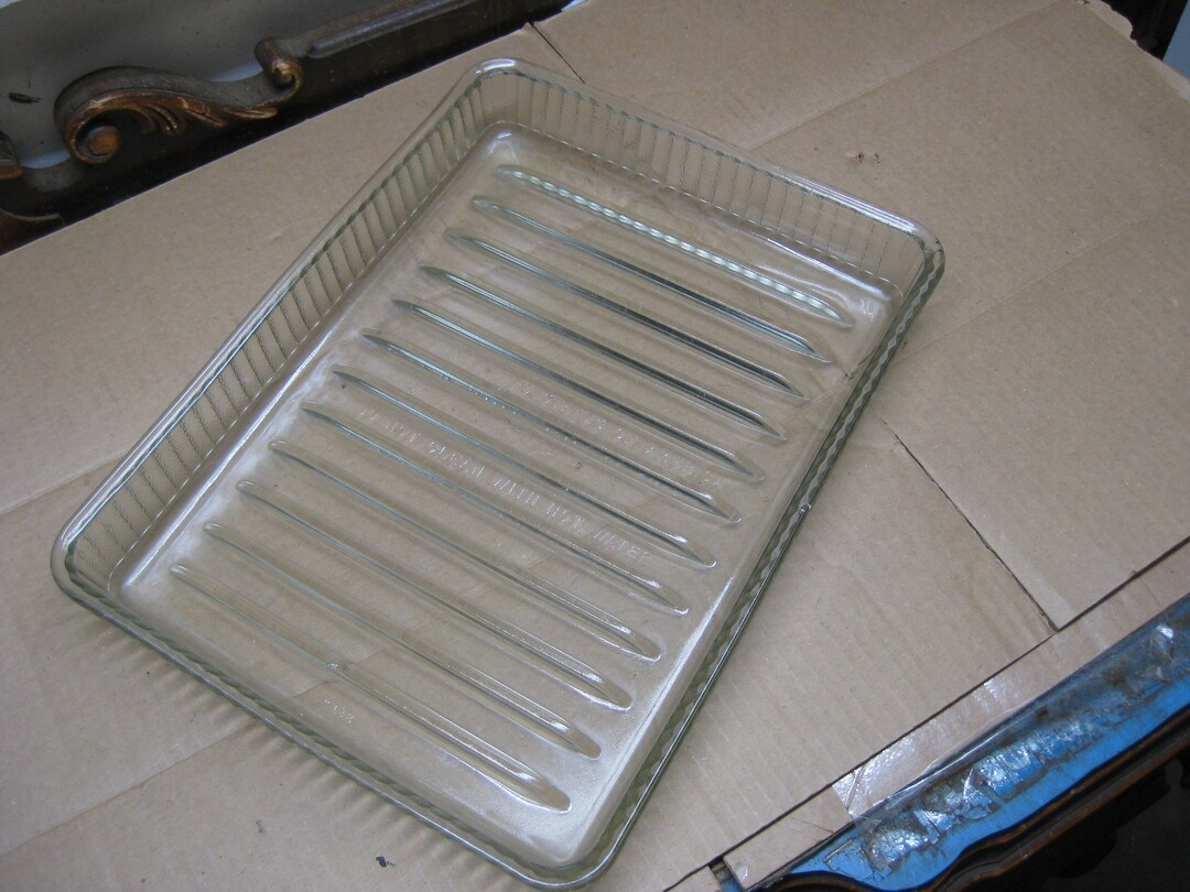 Vintage 1940's - 50's Heavy Glass Cold Storage Tray - Refrigerator Tray ...