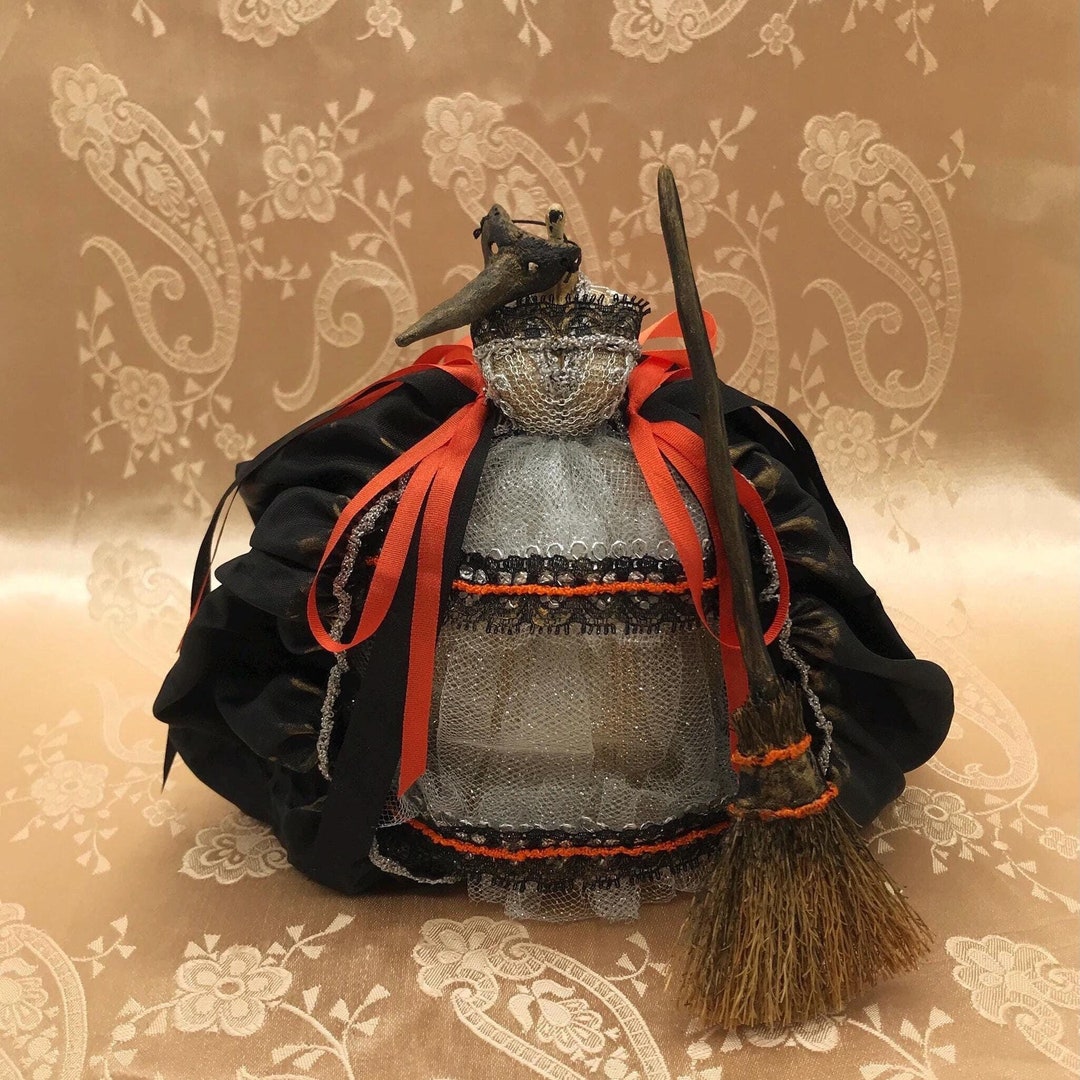 Miniature Witch Set, Decorated Dress Form, Spooky Evening Gown ...