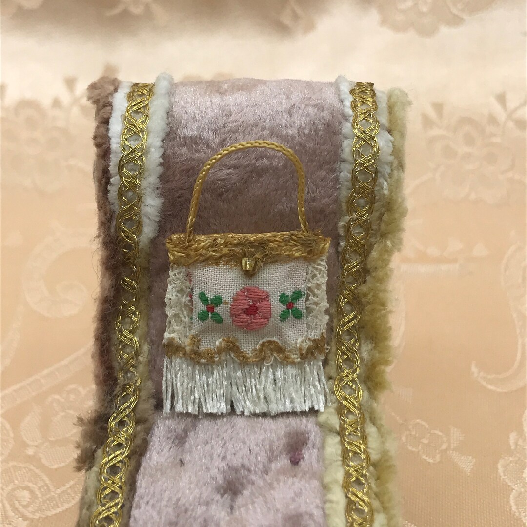 Miniature Purse, 1:12 Scale Dollhouse, Fancy Fringe Evening Bag, Mini ...