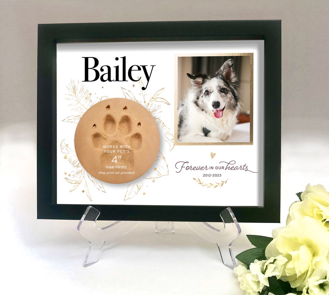 Pet Memorial Shadow Box: Custom Paw Print Holder Frame, Cat or Dog Loss ...