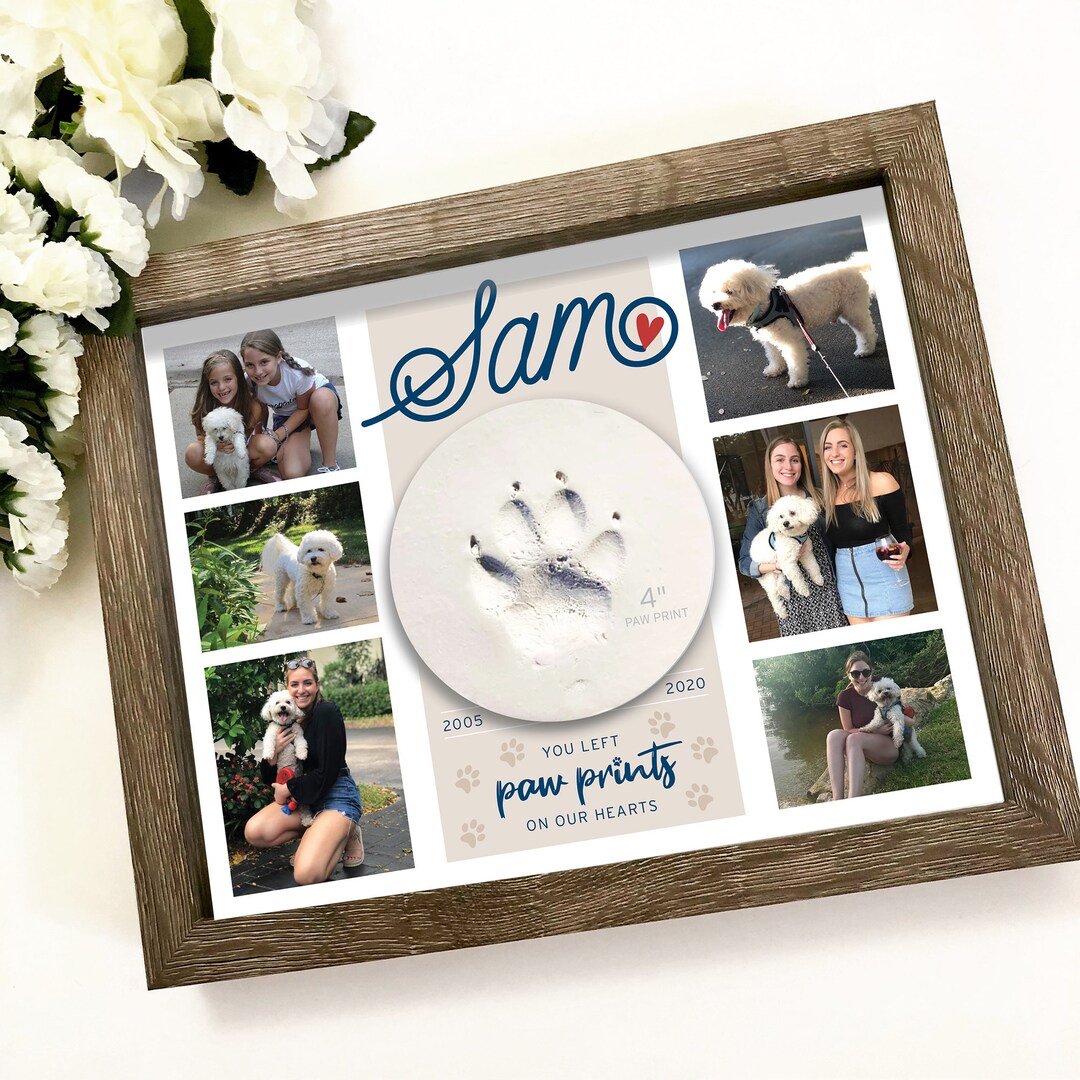 Pet Memorial Shadow Box Frame: Custom Paw Print Holder With Photo ...