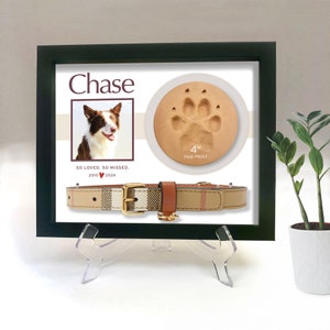 Pet Memorial, Collar and Paw Print Holder Shadow Box, Pet Loss Frame ...