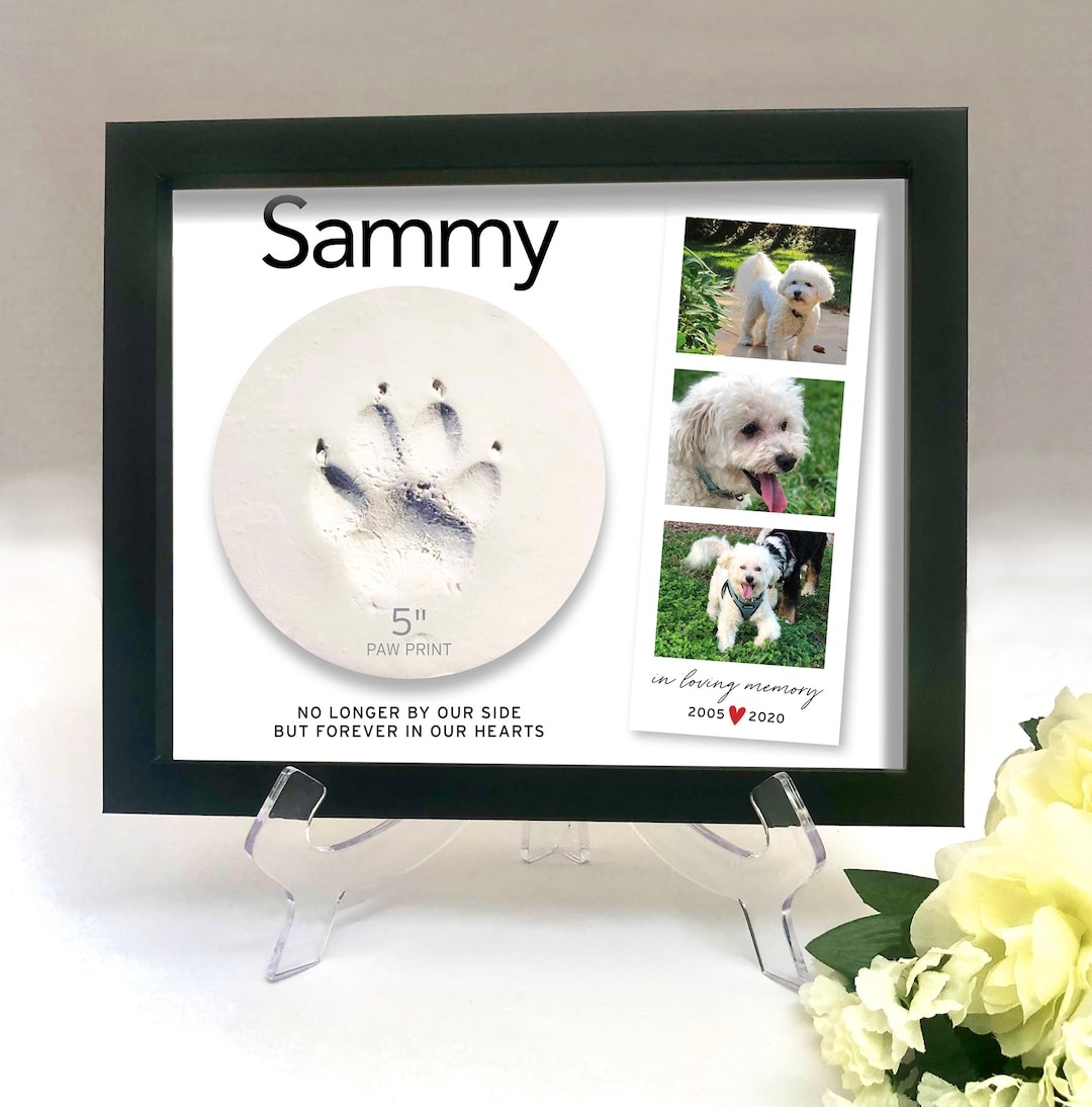 Pet Memorial Frame, Clay Paw Print Holder, Pet Loss Shadowbox, Custom ...