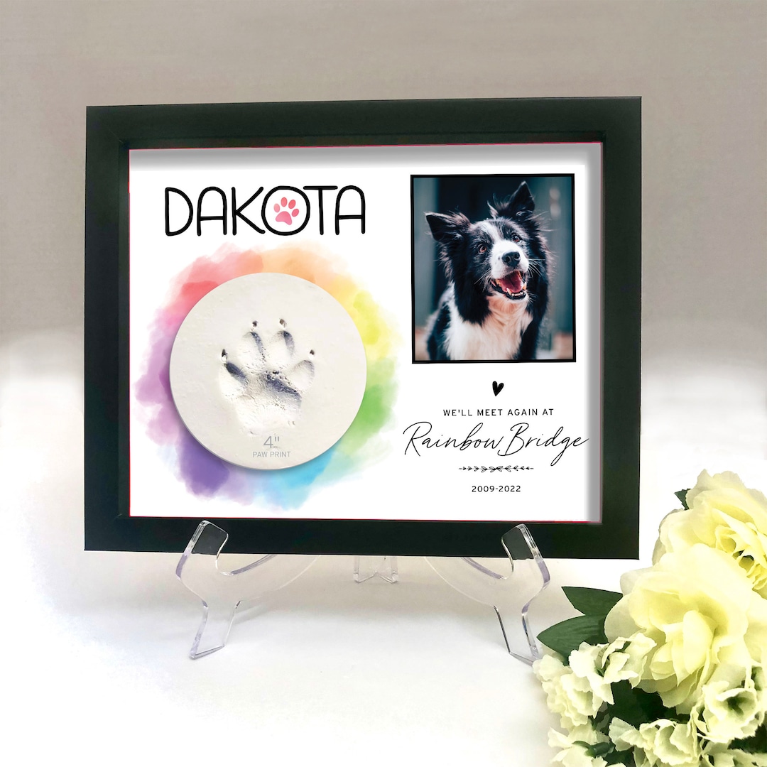 Sympathy Gift Loss of Dog, Cat Clay Paw Print Holder, Pet Loss Frame ...