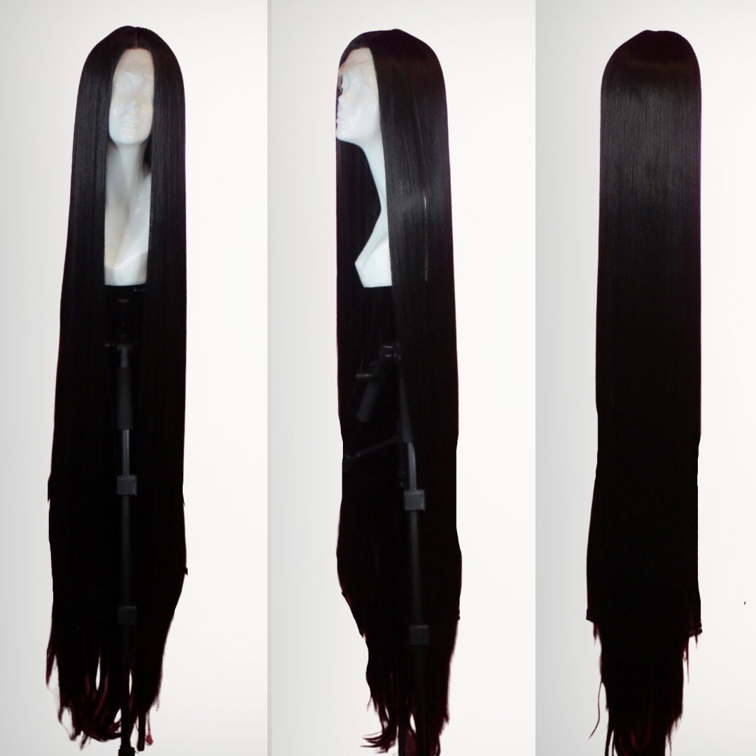 60 Inch Wig Rapunzel Black Synthetic Lace Front Wig - Etsy