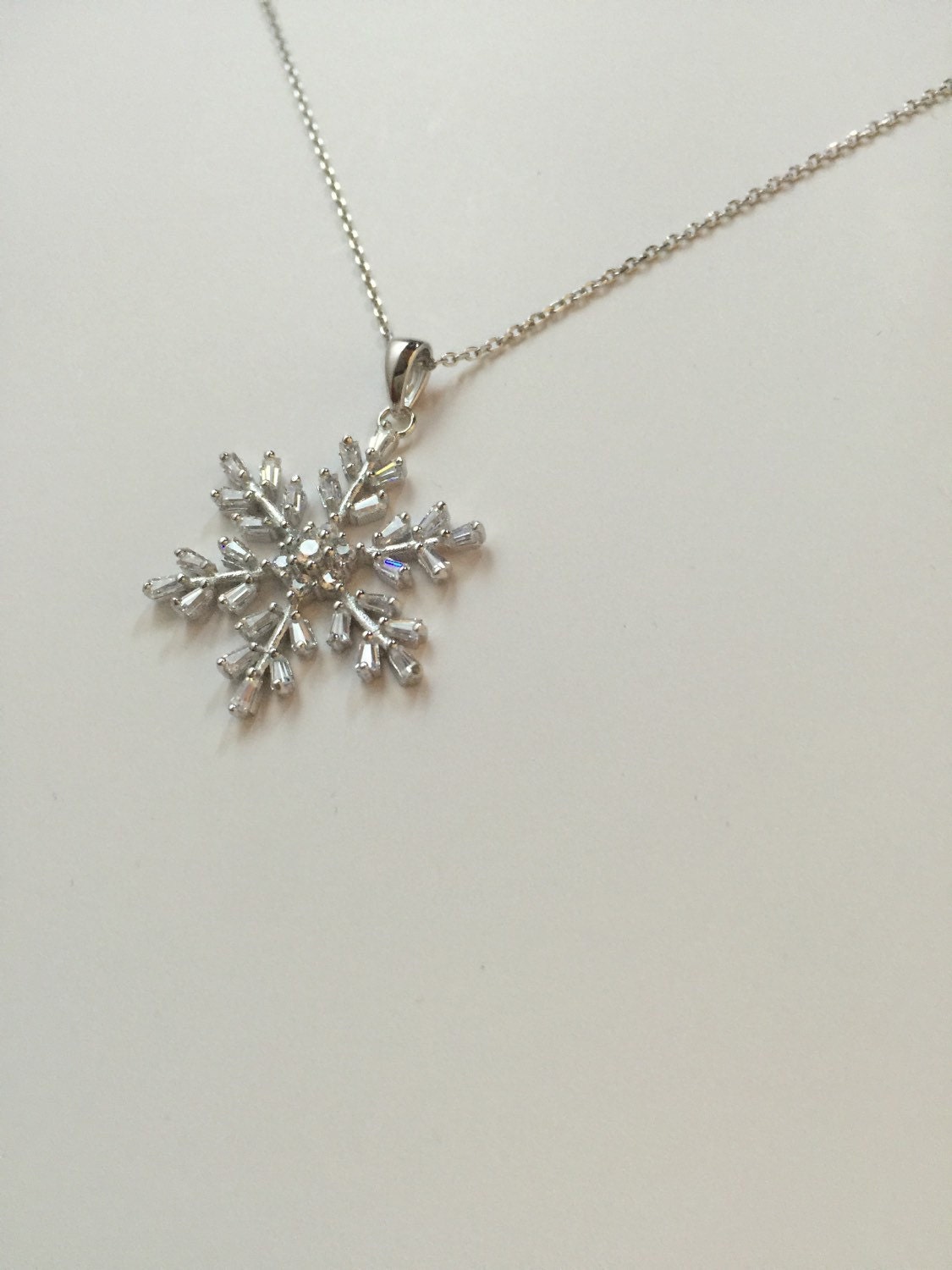 Snowflake Necklacesnowflake Pendant Necklace925 Sterling | Etsy