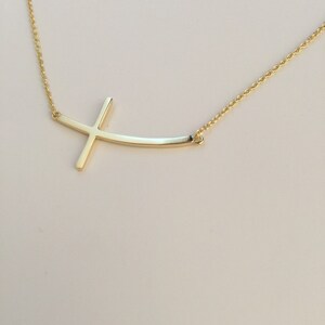 Curved Cross Necklace，gold Plated Curved Cross Necklace，cross Necklace ...