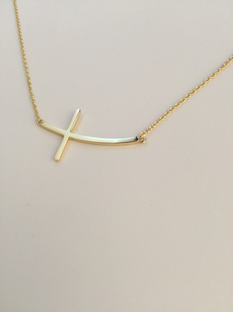 Curved Cross Necklace，gold Plated Curved Cross Necklace，cross Necklace ...