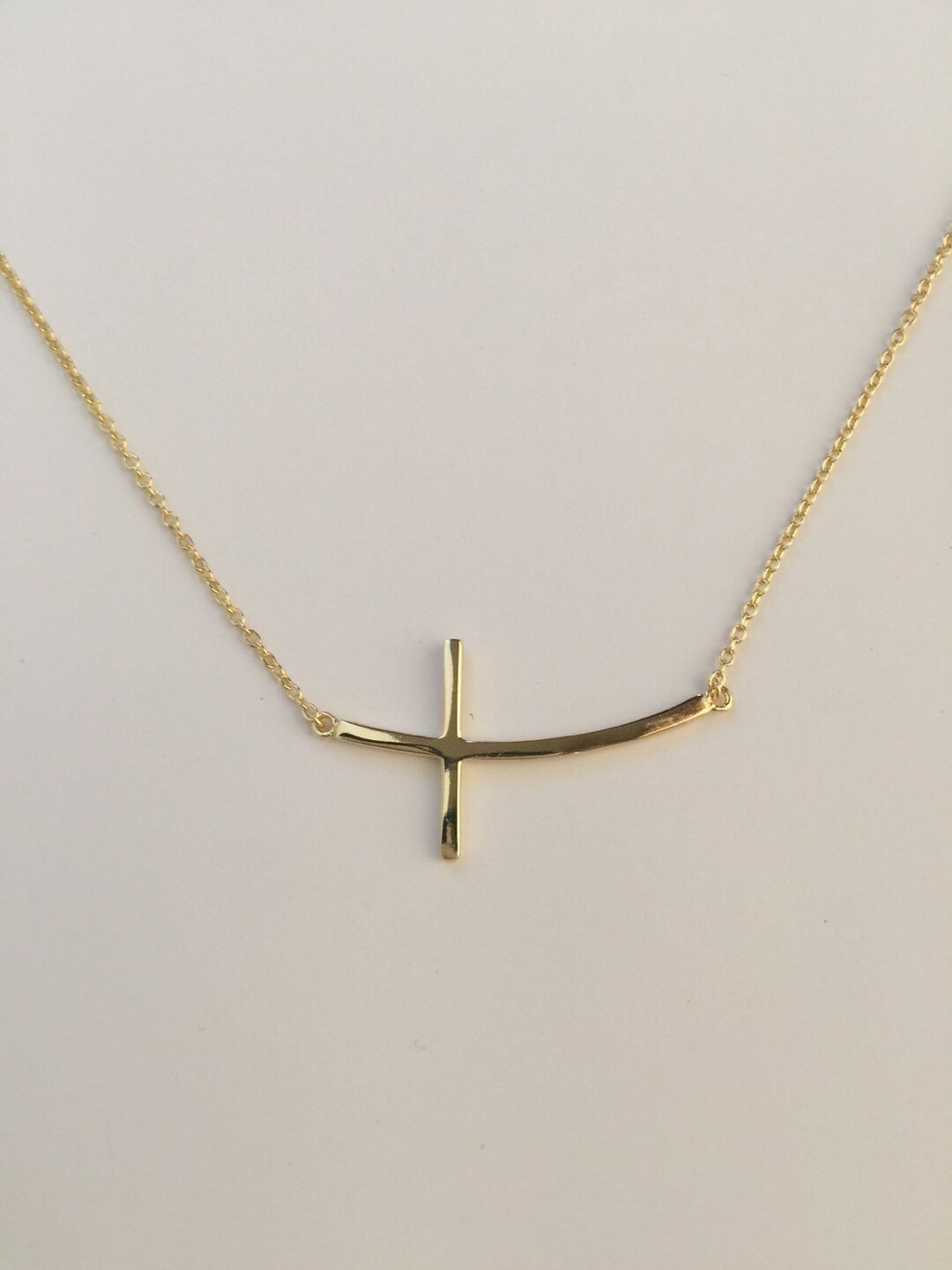 Curved Cross Necklace，gold Plated Curved Cross Necklace，cross Necklace ...