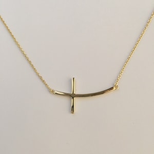 Curved Cross Necklace，gold Plated Curved Cross Necklace，cross Necklace ...