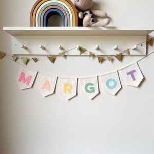 Pastel Rainbow Felt Name Bunting: Personalised Nursery Garland - Etsy UK