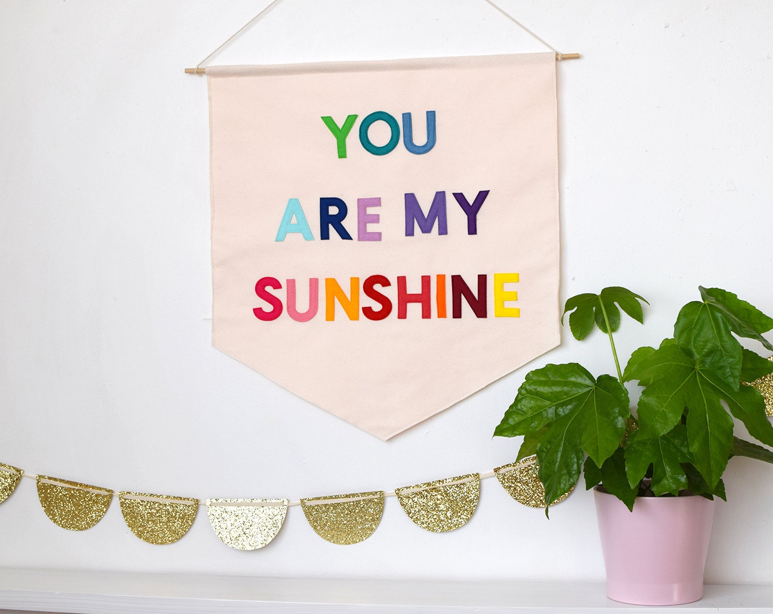 You Are My Sunshine Nursery Banner Flag Felt Pennant Flag Rainbow Decor ...