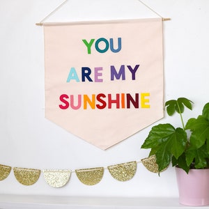 You Are My Sunshine Nursery Banner Flag Felt Pennant Flag Rainbow Decor ...