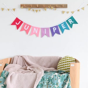 Pink and Purple Custom Name Bunting Personalised Nursery Banner ...