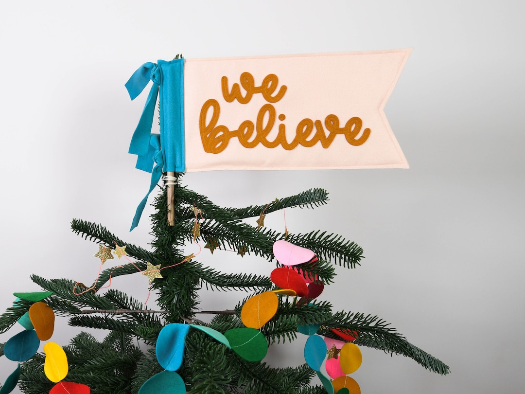 We Believe Felt Christmas Tree Topper Flag - Etsy