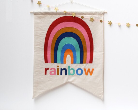 Rainbow Banner Nursery Decor Kids Room | Etsy