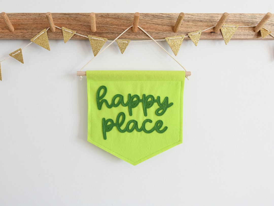 Happy Place Mini Felt Banner: Handmade Wall Decor - Etsy