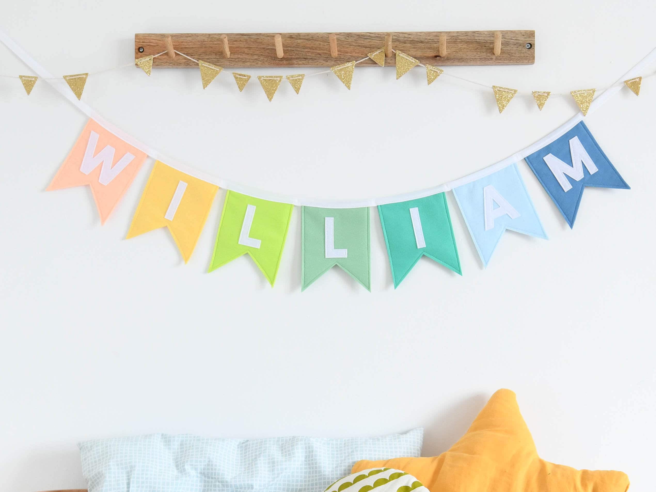 Custom Name Banner Personalised Pastel Blue and Green Nursery | Etsy UK